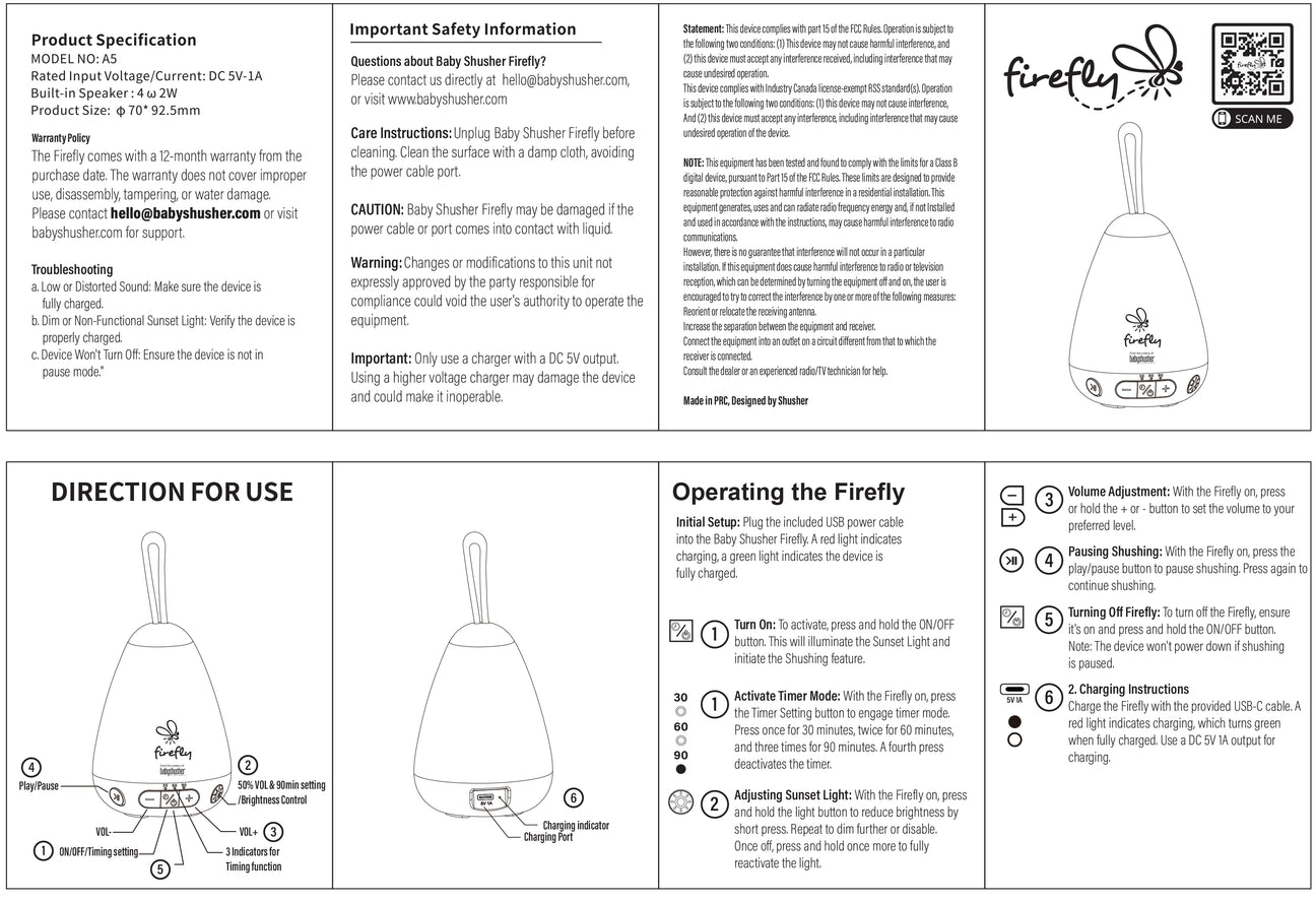 Shusher Firefly by Baby Shusher: Portable Baby Sleep Soother