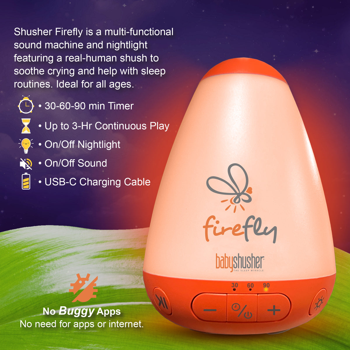Shusher Firefly by Baby Shusher: Portable Baby Sleep Soother