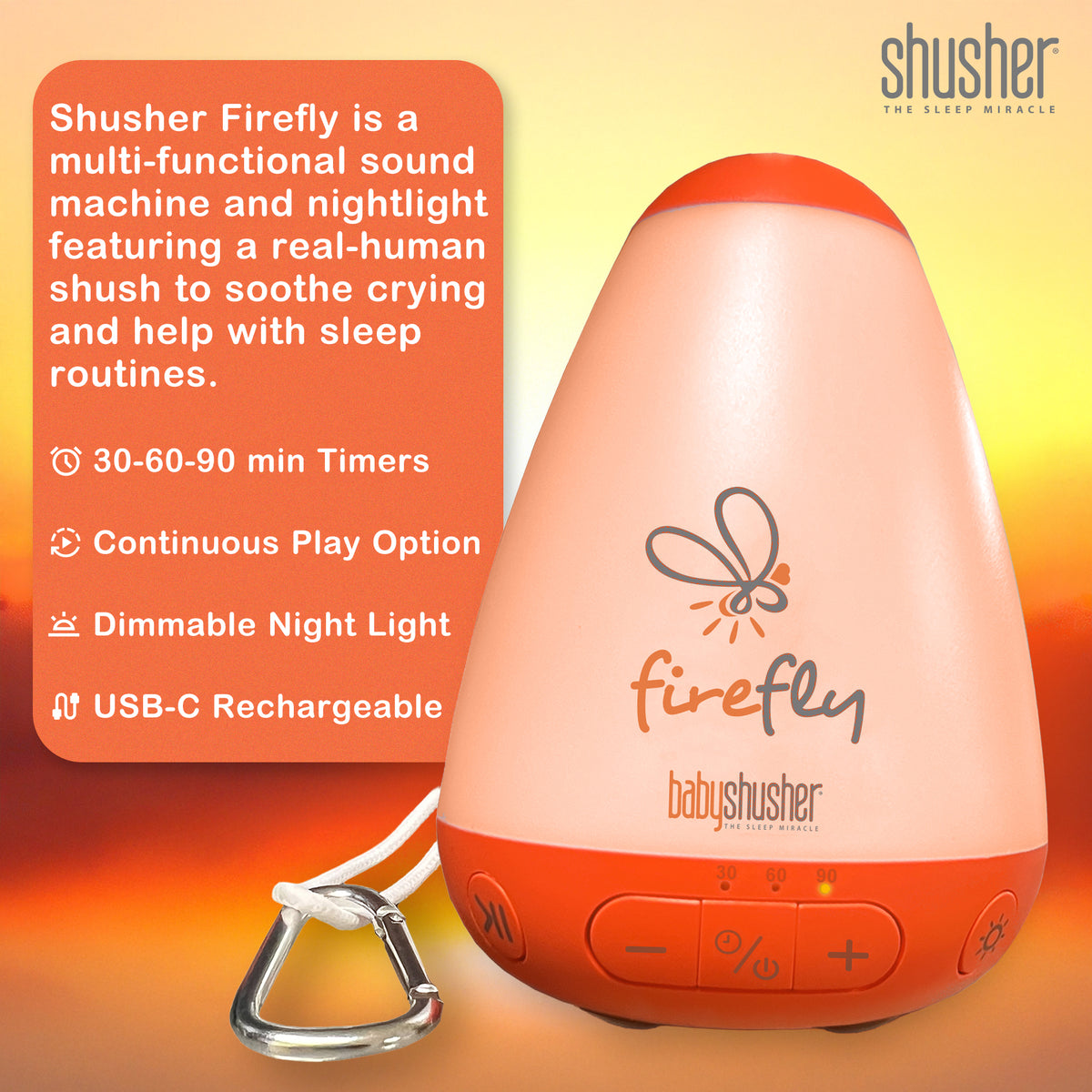 Shusher Firefly by Baby Shusher: Portable Baby Sleep Soother